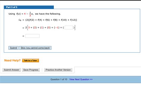 Solved Tutorial Exercise Evaluate The Riemann Sum For Fx