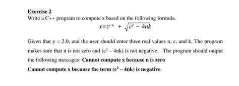 Solved Exercise 2 Write A C Program To Compute X Based On