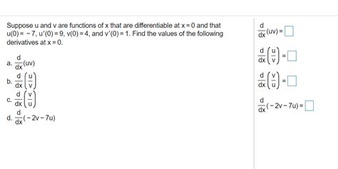 solved d suppose u and v are functions of x that are