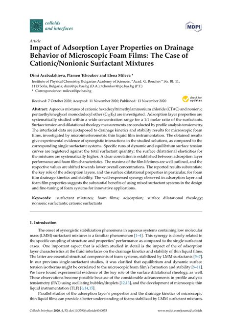 Pdf Impact Of Adsorption Layer Properties On Drainage Behavior Of