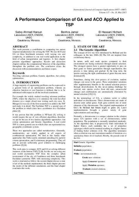 A Performance Comparison Of Ga And Aco Applied To Tsp