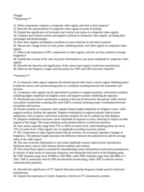 Lecture 2 Ques Pdf Video Very High Frequency