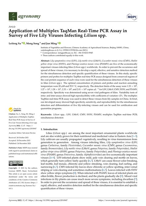 Pdf Application Of Multiplex Taqman Real Time Pcr Assay In Survey Of