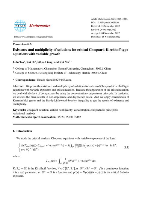 Pdf Existence And Multiplicity Of Solutions For Critical Choquard