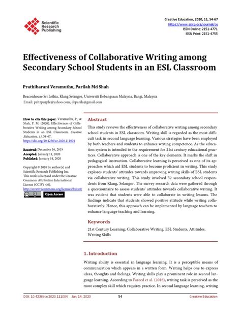 Effectiveness Of Collaborative Writing Pdf Learning Critical Thinking