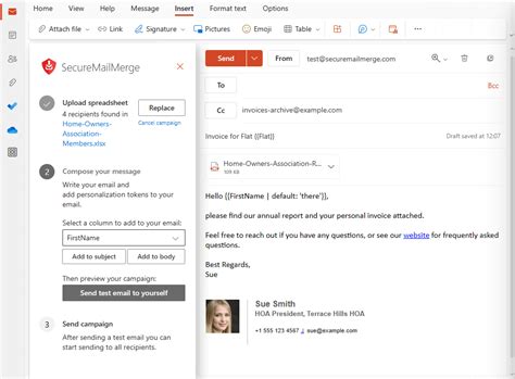 sending a mail merge with individual cc or bcc recipients