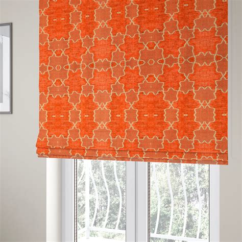 Freedom Printed Velvet Fabric Orange Colour Star Funky Modern Pattern