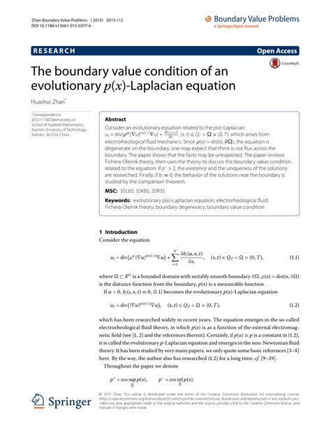 Pdf The Boundary Value Condition Of An Evolutionary P X Laplacian Equation