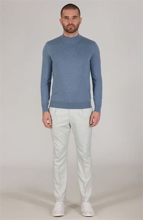 Mens Mock Turtleneck Jumper Made Of 100 Cotton Knit Crafted In A