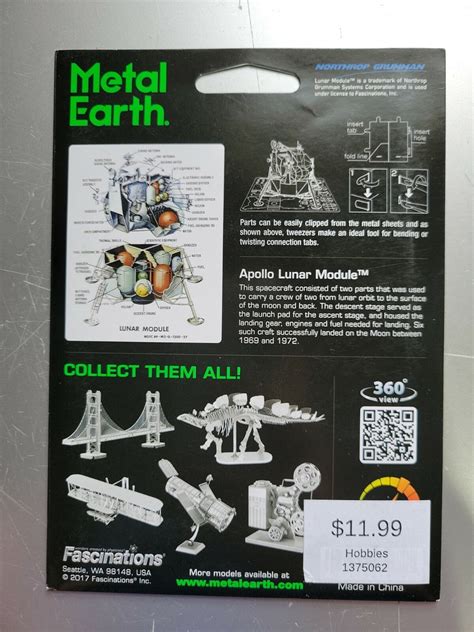 Fascinations Metal Earth 3d Model Kit Apollo Lunar Module Apollo Lunar
