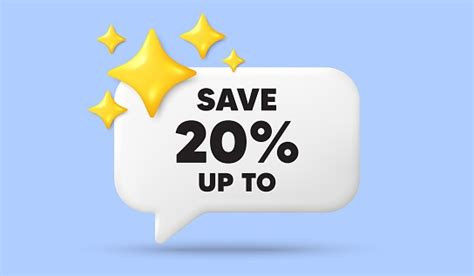 최대 20를 절약할 수 있습니다 할인 판매 제안 가격 표시 3d 말풍선 배너입니다 벡터 3차원 형태에 대한 스톡 벡터 아트 및 기타 이미지 Istock