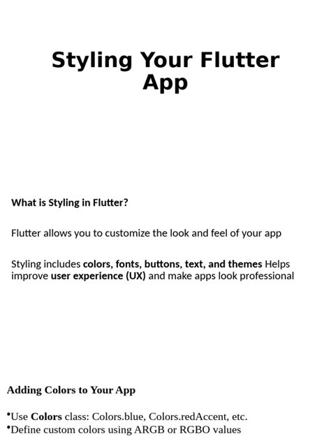 Styling Your Flutter App Pdf
