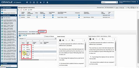 managing special instructions using the web client