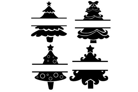 Christmas Tree Split Design Monogram Frames Svg Cut File By Creative