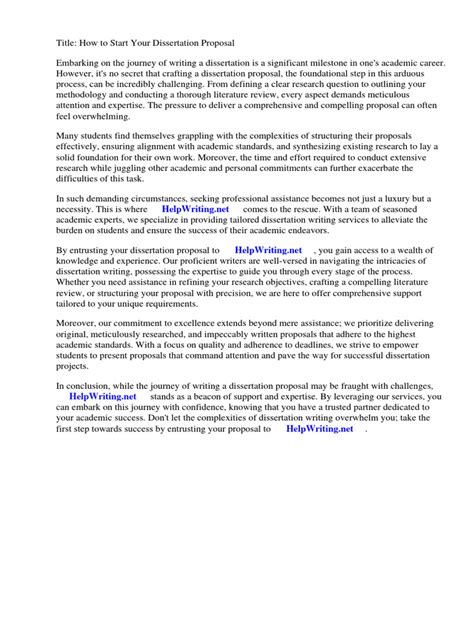 How To Start Your Dissertation Proposal Pdf Thesis Methodology