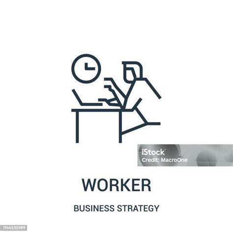 비즈니스 전략 컬렉션에서 작업자 아이콘 벡터입니다 얇은 라인 작업자 개요 아이콘 벡터 일러스트 레이 션입니다 경영자에 대한 스톡 벡터 아트 및 기타 이미지 Istock
