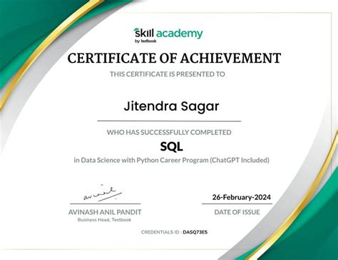 Jitendra Sagar On Linkedin Testbook Sql Certification Dataanalysis