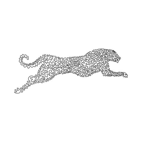 Single Curly One Line Drawing Abstract Art Cheetah Is Fastest Mammal Continuous Line Draw