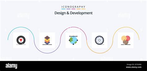 Design And Development Flat 5 Icon Pack Including Web Line Programing Design Globe Stock