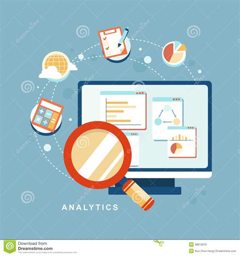 icon set of analytics elements stock vector illustration of search