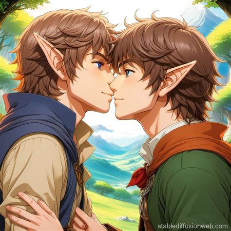 Hobbits' Affectionate Moment | Stable Diffusion Online