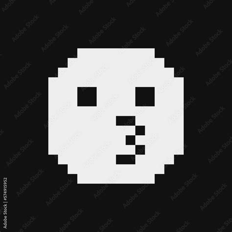 Kissing Face Emoticon Emoji Smiley Pixel Art Style Funny Cartoon