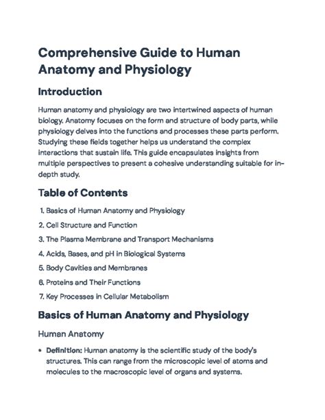 Comprehensive Guide To Human Anatomy And Physiology Course Code