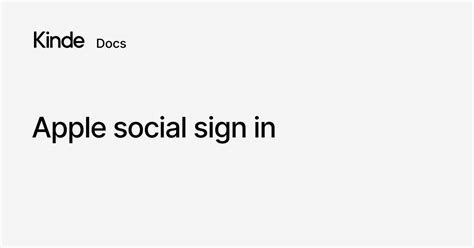 Apple Social Sign In Kinde Docs