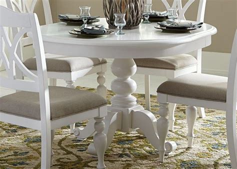 Summer House Oyster White Round Pedestal Extendable Dining Table