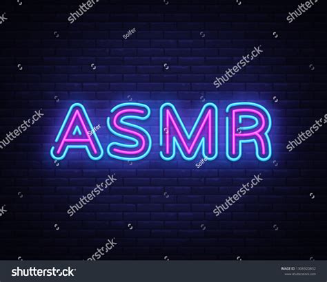 Asmr Neon Text Vector Autonomous Sensory เวกเตอร์สต็อก ปลอดค่า