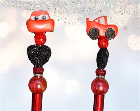 Lightning Mcqueen Disney Doorable Beaded Pen Etsy