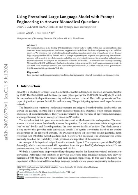 Pdf Using Pretrained Large Language Model With Prompt Engineering To