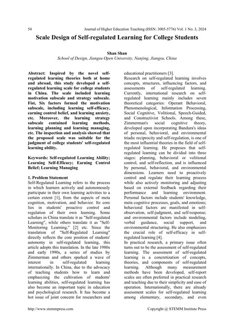 Pdf Scale Design Of Self Regulated Learning For College Students