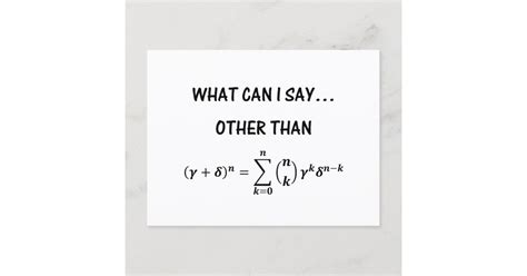 Funny Binomial Theorem Stem Math Science Humor Postcard Zazzle