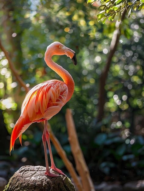 Vibrant Flamingo In Lush Tropical Habitat Premium Ai Generated Image