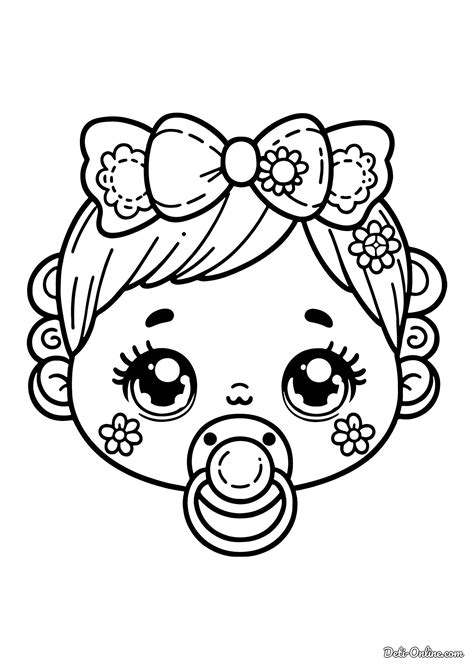 Раскраска Кукла Пупс с соской | распечатать раскраски для детей