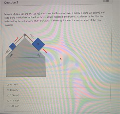 Solved 5 Pts Question 2 Masses M 2 0 Kg And M2 15 Kg