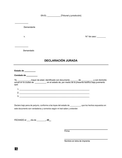Plantilla Gratis De Declaración Jurada Pdf Y Word