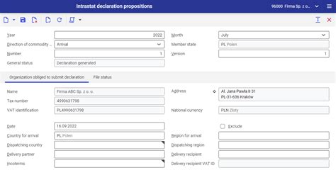 Intrastat Declaration Propositions Comarch Erp Enterprise 64