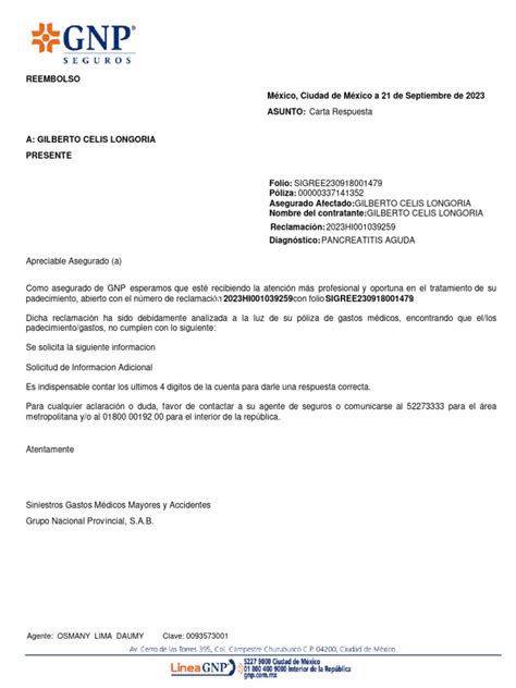Carta Respuesta Pdf