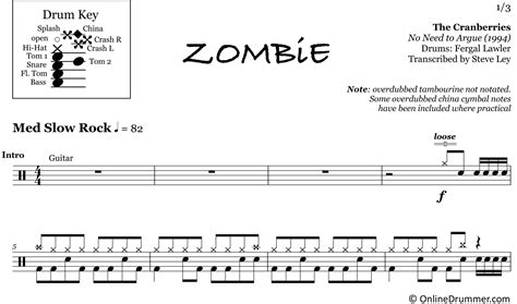 Zombie The Cranberries Drum Sheet Music Drum Sheet Music Drums Sheet Sheet Music