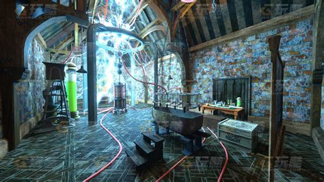 玩酷cg网—科学怪人实验室c4d模型 玩酷cg