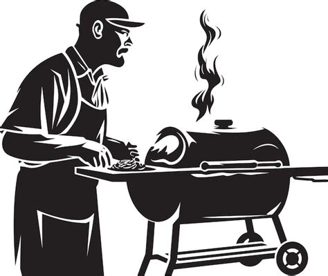 Premium Vector Grillglyphix Man Grilling Vector Logo Savory Strokes