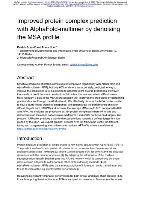 Pdf Improved Protein Complex Prediction With Alphafold Multimer By