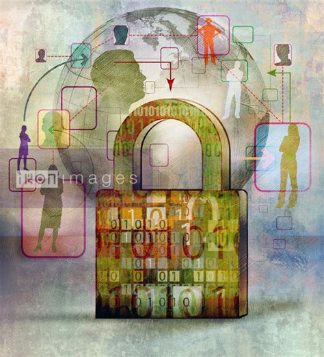 Stock Illustration Of Locked Data Padlock On Global Communications Ikon Images