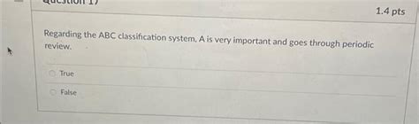 solved regarding the a b c classification system a