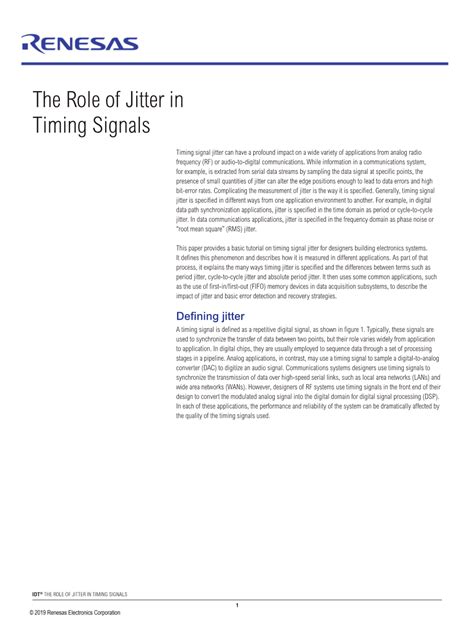 The Role Of Jitter In Timing Signals Docslib
