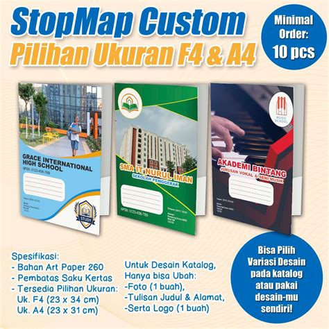 Jual [minimal Order 10 Pcs] Stopmap Custom Map Custom Pilihan Ukuran F4 And A4 Shopee