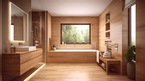 3d 너도밤나무 디자인으로 시각화된 욕실 욕실 인테리어 현대적인 욕실 화장실 배경 일러스트 및 사진 무료 다운로드 Pngtree