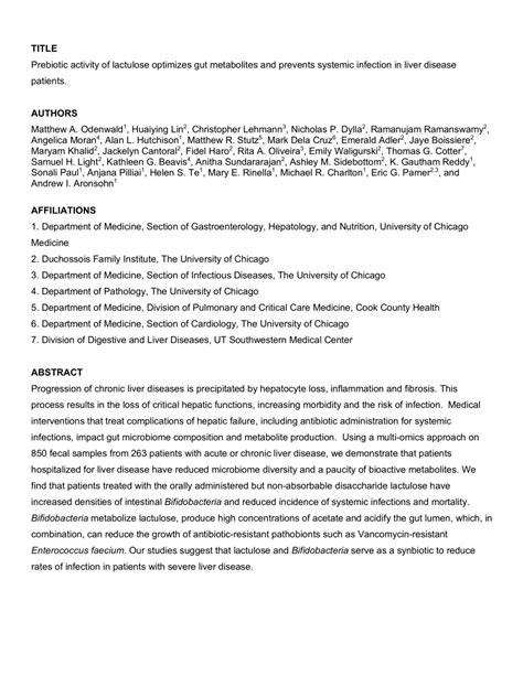 Pdf Prebiotic Activity Of Lactulose Optimizes Gut Metabolites And